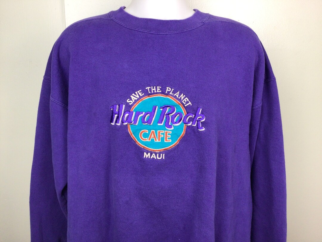 Vtg 90s Hard Rock Cafe Maui Crewneck Sweatshirt Purple XL Made in USA ...