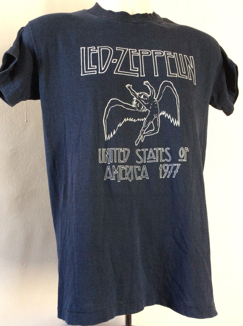 Vtg 1977 Led Zeppelin Concert T-Shirt Black S/M 70s Classic | Etsy