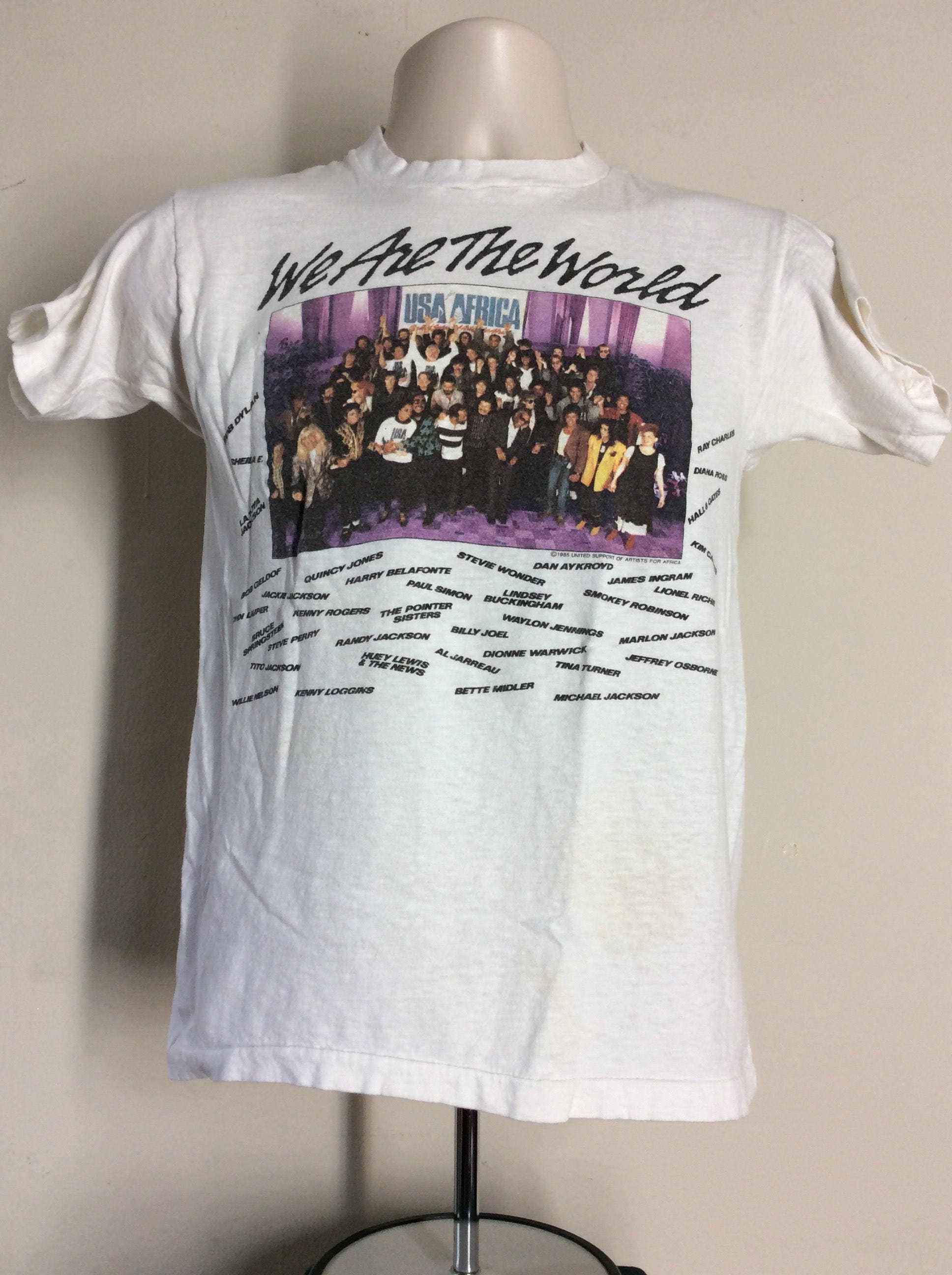 Vtg 1985 We Are the World T-shirt S/M 80s Africa Michael Vtg 1985 We Are the World T-shirt S/M 80s Africa Michael