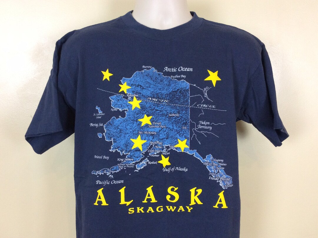 Vtg 80s 90s Skagway Alaska T-shirt Navy Blue M/L Tourism Souvenir - Etsy