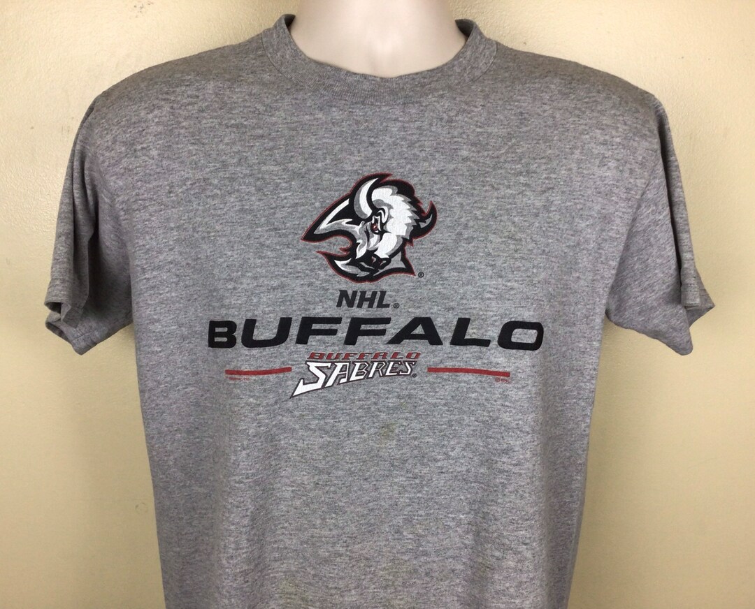 Vtg 90s Y2K Buffalo Sabres Goat Head Logo T-shirt Heather Gray NHL Team ...