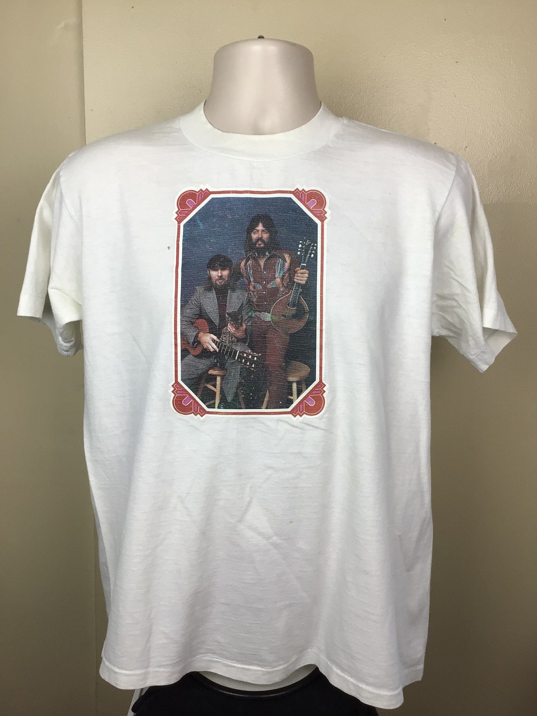 Vtg 70s Seals and Crofts Iron on T-shirt White L Soft Rock Band Folk ...