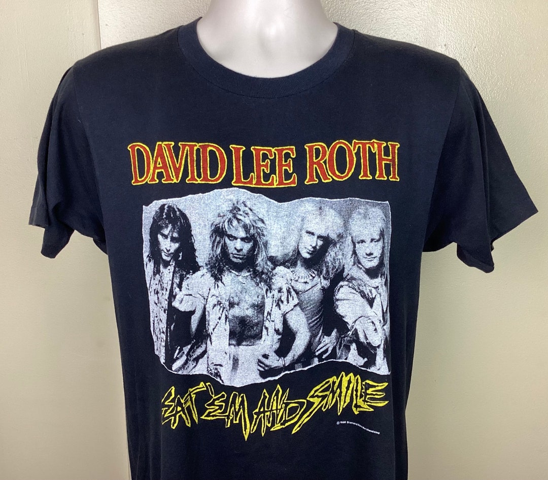 Vtg 1986 David Lee Roth Concert T-shirt Black M/L 80s Eat Em and Smile ...
