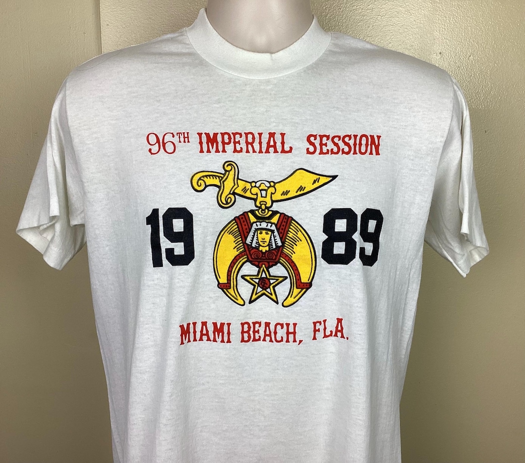Vtg 1989 Shriners Imperial Session Miami Beach T-shirt White M/L 80s ...