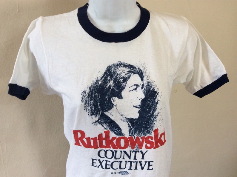 Vtg 1979 Ed Rutkowski County Executive Ringer T-shirt White - Etsy