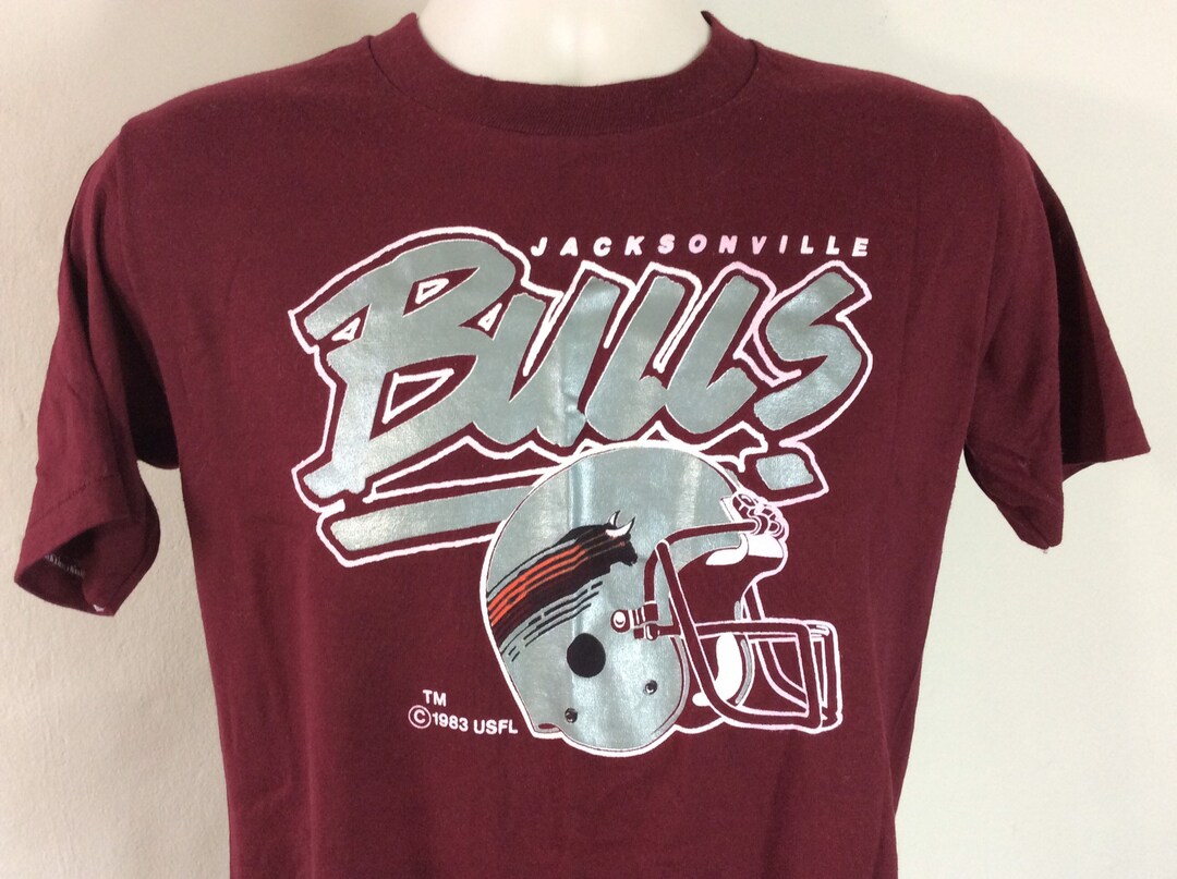 Vtg 1983 USFL Jacksonville Bulls T-shirt Maroon M 80s Football Team 50/ ...