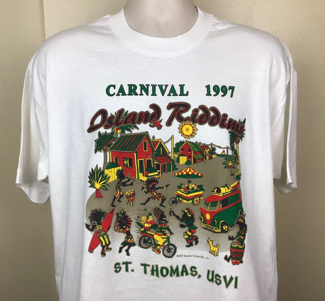 Vtg 1997 Carnival Island Riddims T-shirt White XL 90s St Thomas Virgin ...