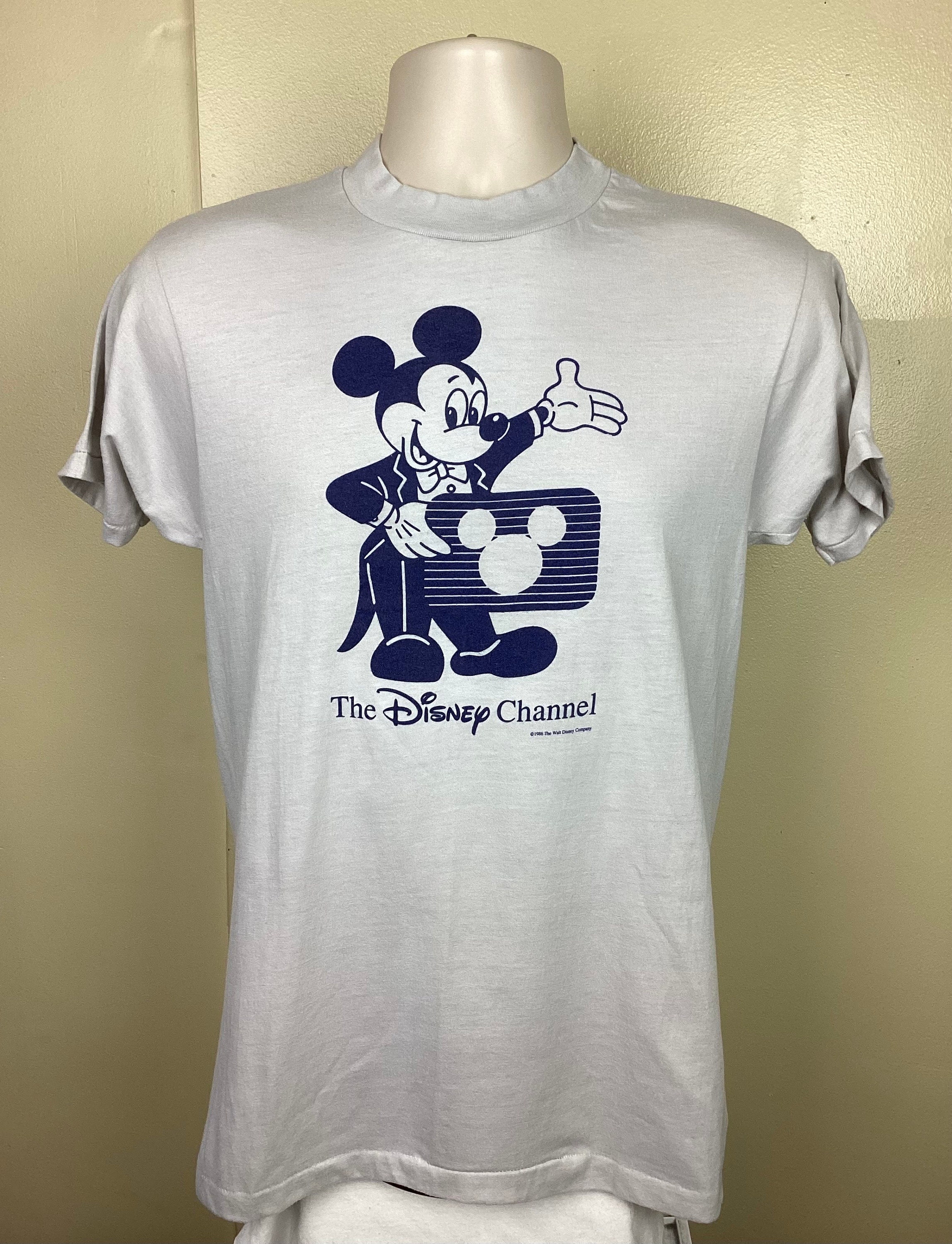 Vtg 1986 the Disney Channel T-shirt Gray S/M 80s Mickey Vtg 1986 the Disney Channel T-shirt Gray S/M 80s Mickey