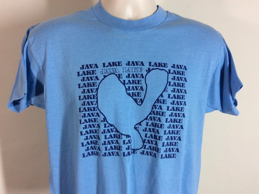 Vtg 80s Screen Stars Lake Java T-shirt Light Blue M/L Tourism Souvenir ...