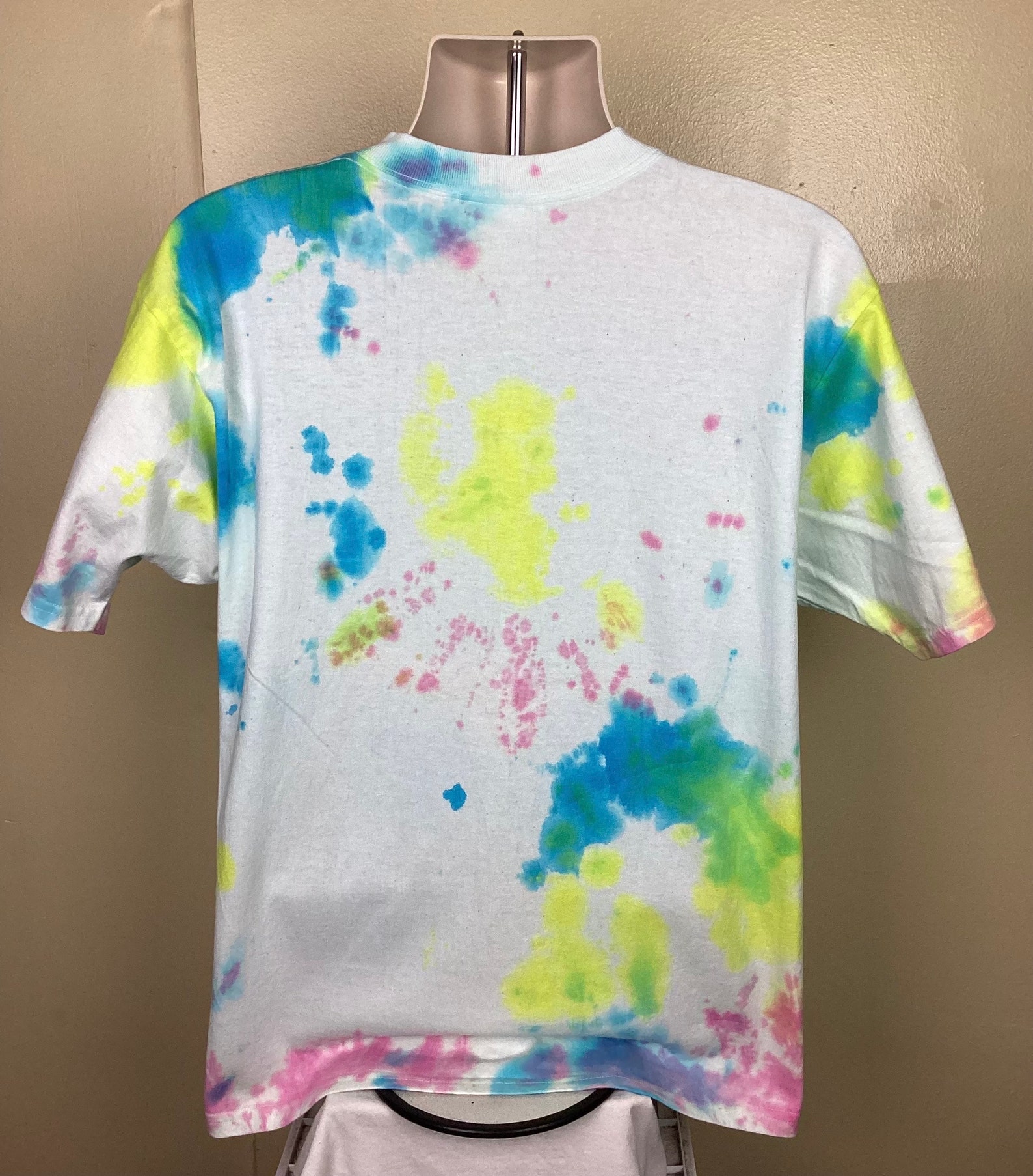 Vtg 90s Tultex Blank Tie Dye T-shirt L Plain Blank White Pink Yellow ...