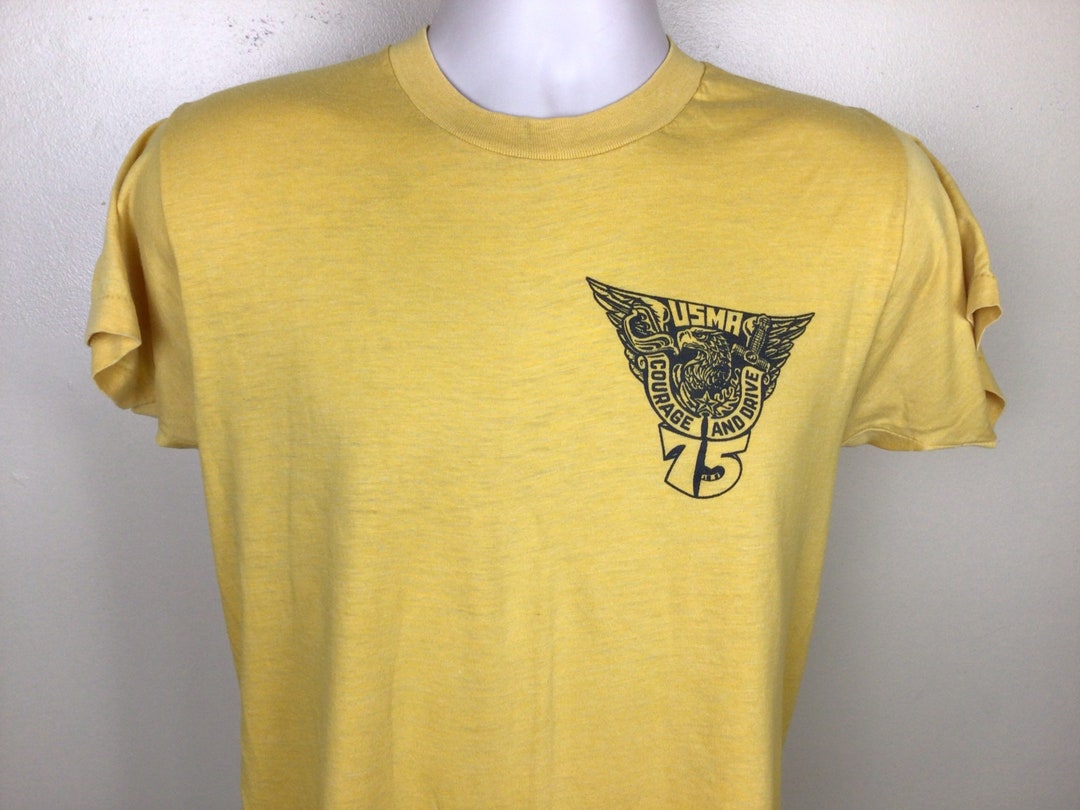 Vtg 1975 USMA West Point Courage and Drive 75 T-shirt Gold M 70s United ...