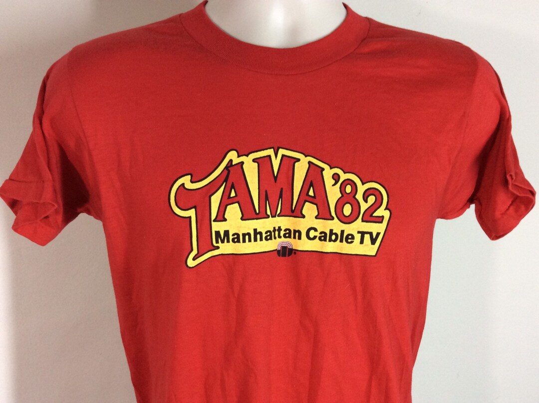 Vtg 1982 Tama ‘82 Manhattan Cable T-shirt Red S/M 80s Screen Stars TV ...