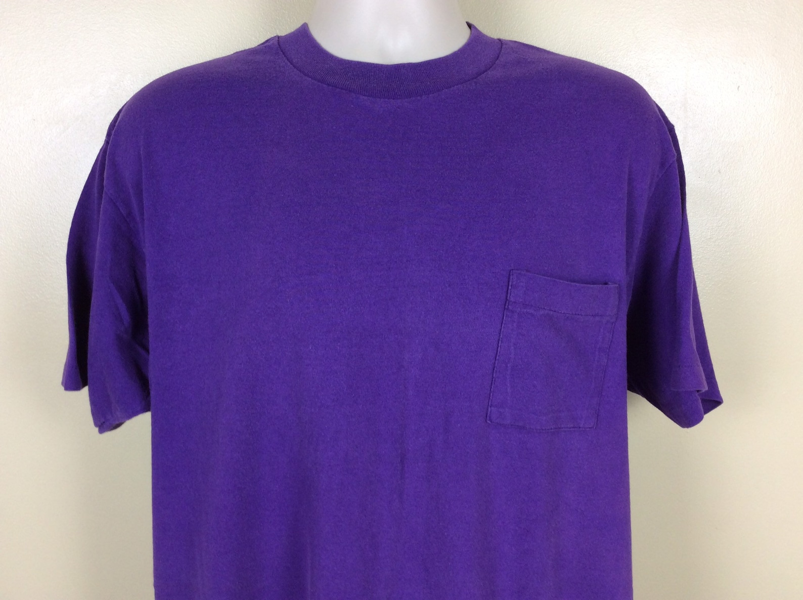 Vtg 90s Tultex Plain Purple Pocket T-shirt L/XL Blank Single Stitch ...