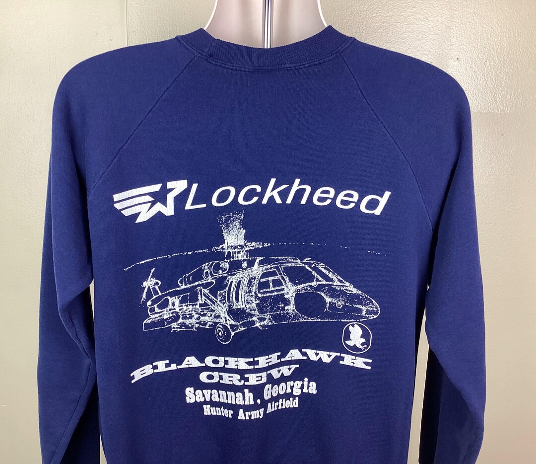 Vtg 90s Lockheed UH 60 Black Hawk Helicopter Crew Raglan Crewneck ...