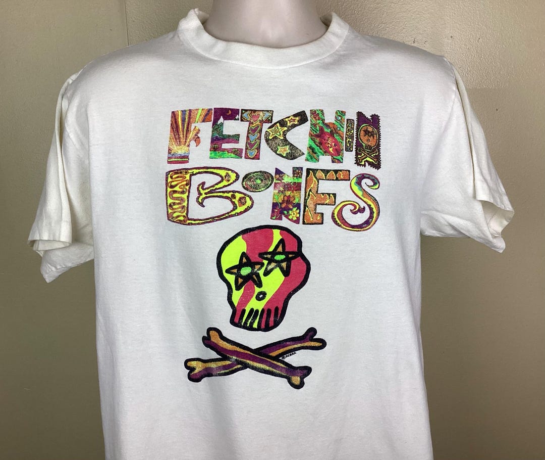 Vtg 80s 90s Fetchin Bones T-shirt White L/XL Alternative Punk Indie ...