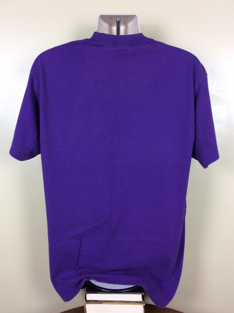 Vtg 90s Tultex Plain Purple Pocket T-shirt L/XL Blank Single Stitch ...