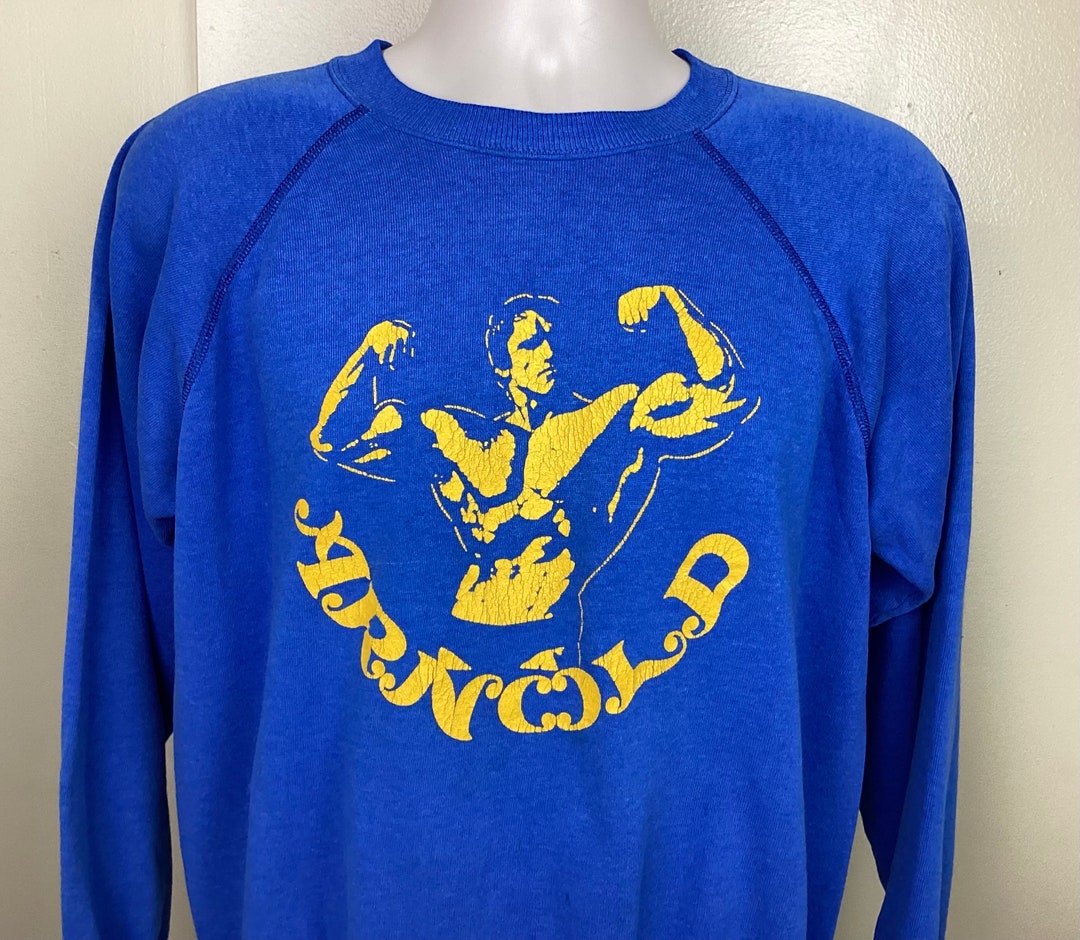 Vtg 80s Arnold Schwarzenegger Raglan Crewneck Sweatshirt Blue M/L ...