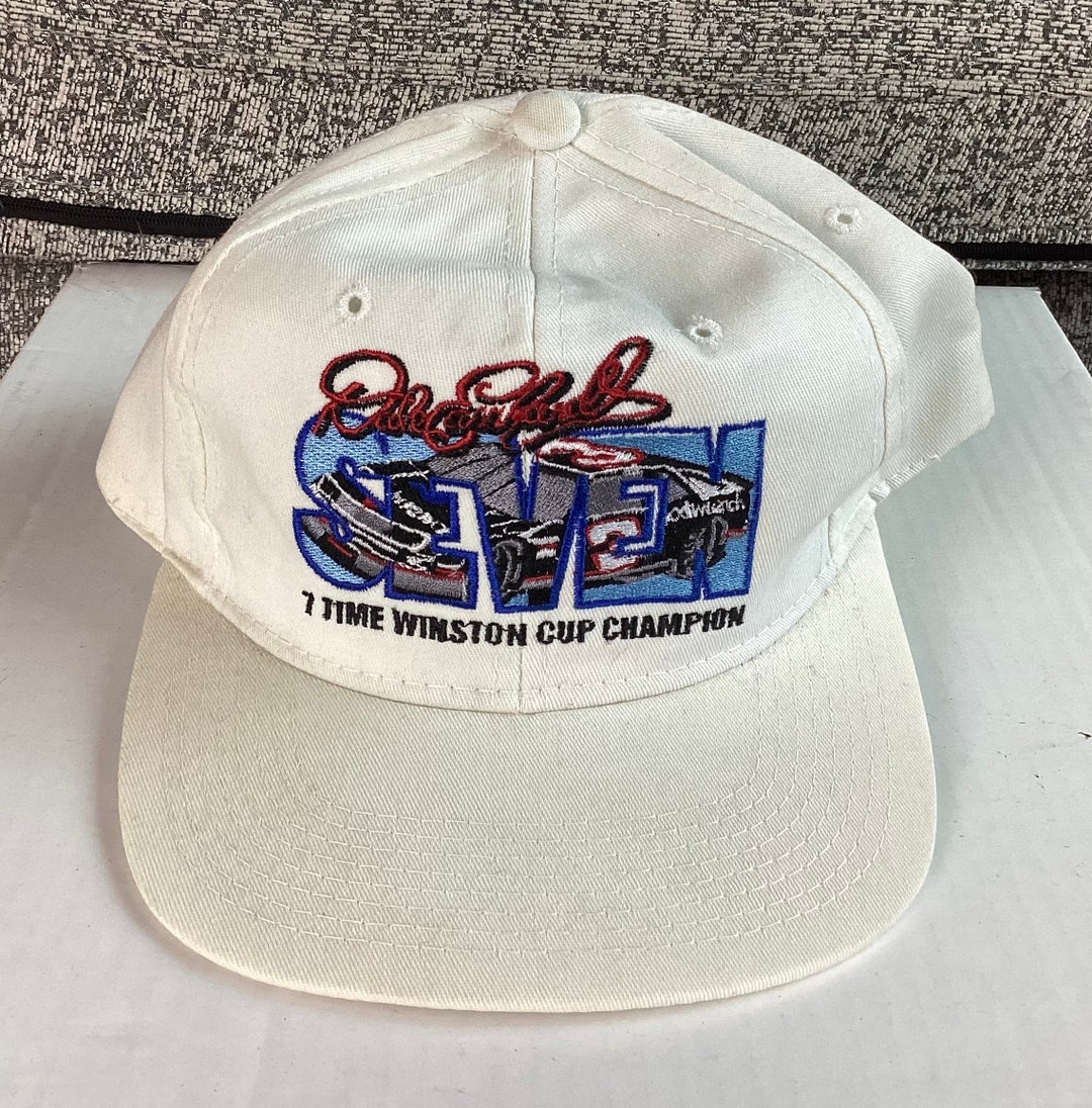 Vtg 90s Dale Earnhardt Seven Time Winston Cup Champion Hat White ...