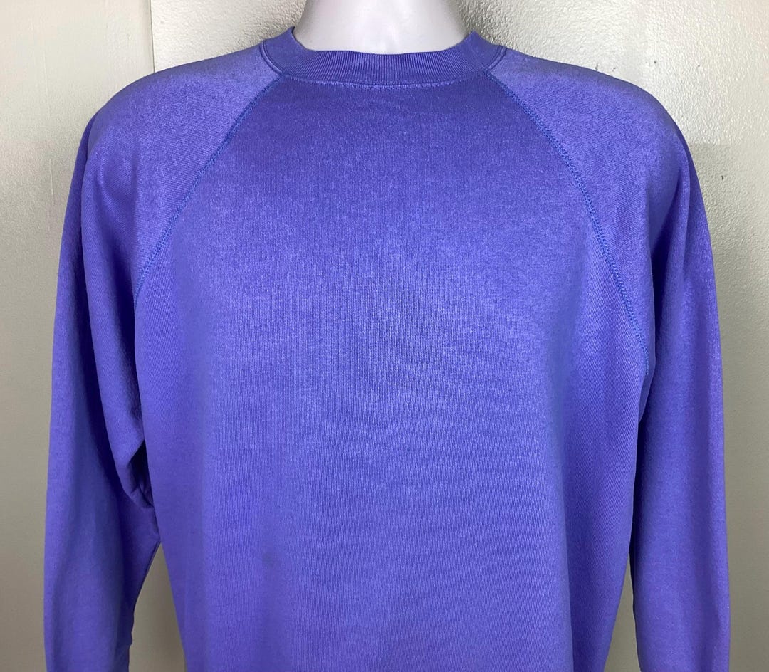 Vtg 90s Tultex Plain Lavender Purple Raglan Crewneck Sweatshirt M Blank ...