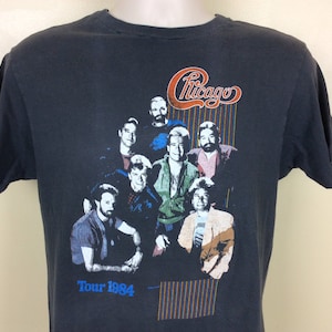 Vtg 1984 Chicago Concert T-shirt Black M/L 80s Yacht Rock Band Peter ...