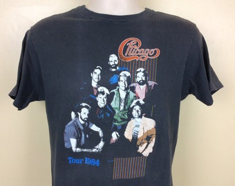 ヴィンテージ 1984 シカゴ コンサート Tシャツ ブラック M/L 80 ヴィンテージ 1984 シカゴ コンサート Tシャツ ブラック M/L 80