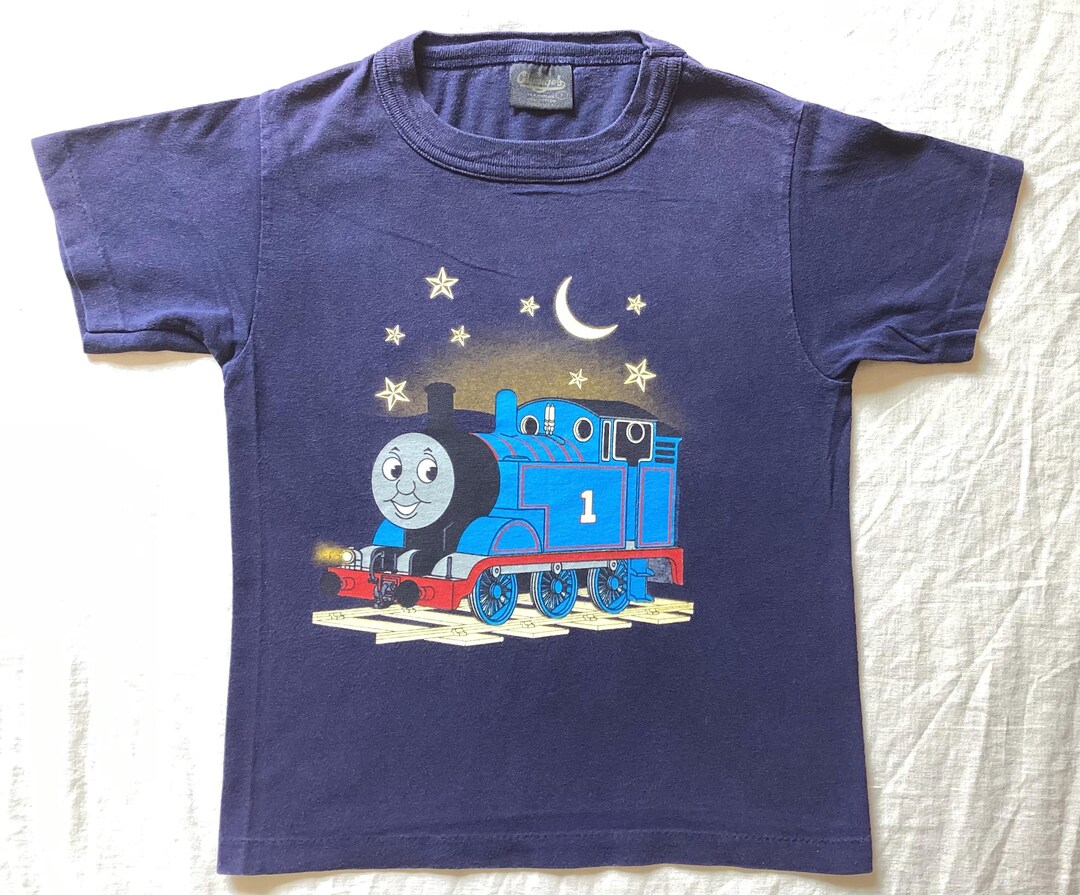 Vtg 90s Thomas the Tank Engine T-shirt Navy Blue Size 7 Boys Kids Youth ...