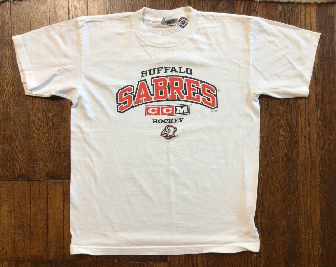 Vtg 90s Y2K Buffalo Sabres Goat Head Logo T-shirt White Youth Boys Kids ...