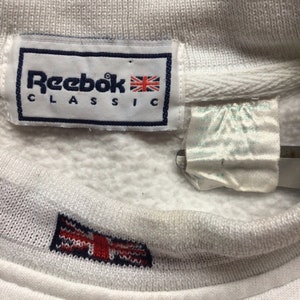 Vtg 90s Reebok Classic Union Jack Logo Crewneck Sweatshirt White ...