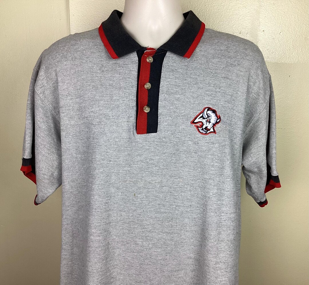 Vtg 90s Y2K Buffalo Sabres Goat Head Logo Polo Shirt Gray L NHL Team ...