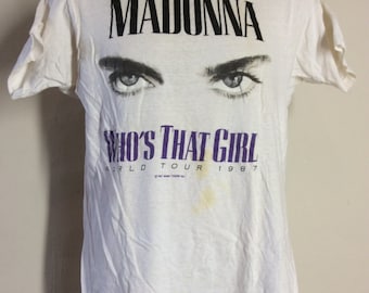 Vtg 1987 Madonna Who's That Girl Concert T-shirt M/L 80s Vtg 1987 Madonna Who's That Girl Concert T-shirt M/L 80s