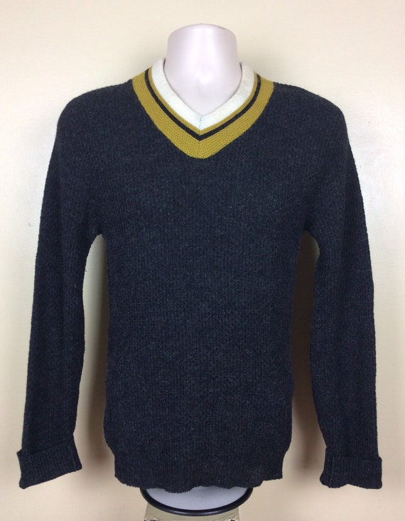 Vtg 40s Rugby Knitting Mills V-Neck Sweater Women’s S… - Gem