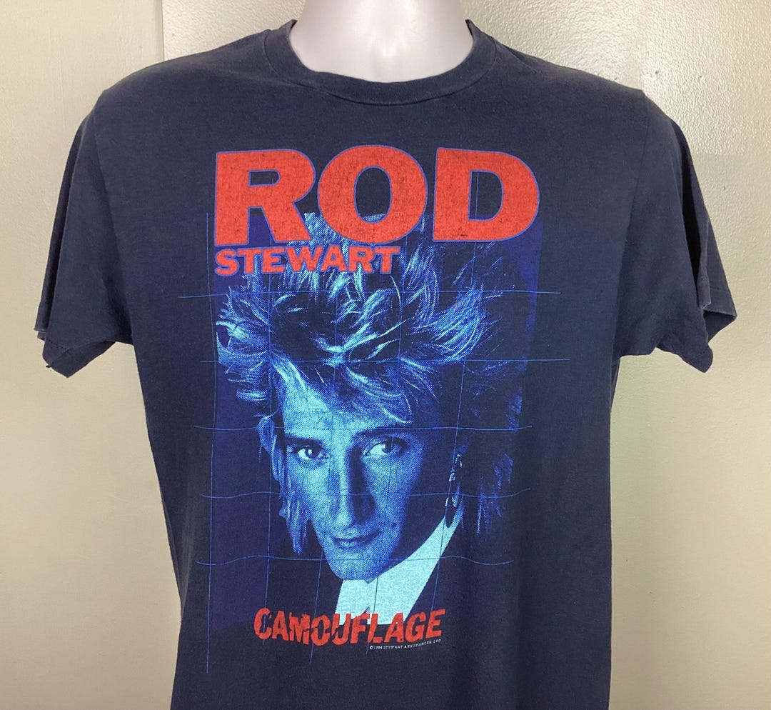 Vtg 1984 Rod Stewart Camouflage Concert T-shirt Black M 80s Classic ...