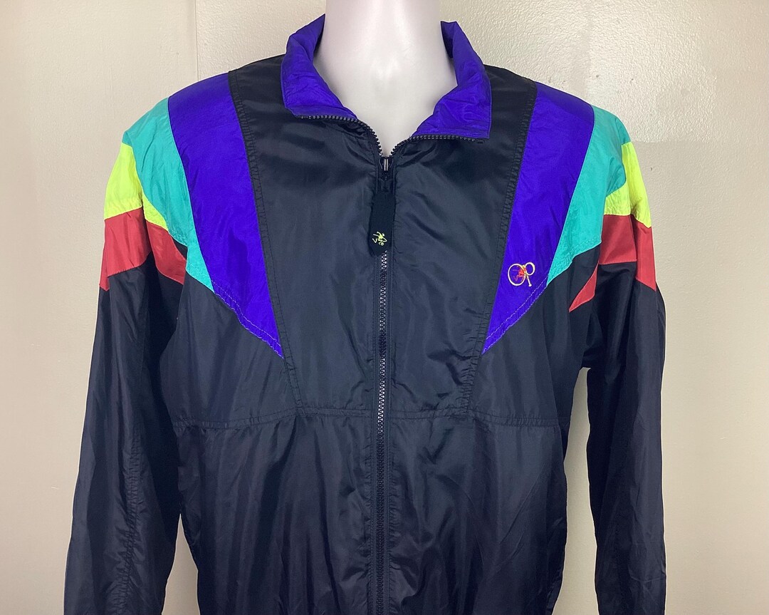 Vtg Early 90s OP Ocean Pacific Windbreaker Jacket Black M Full Zip Surf ...
