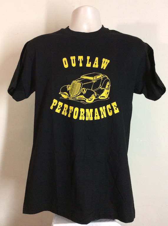 Vtg 80s Outlaw Performance T-Shirt Black M Classic Mu… - Gem