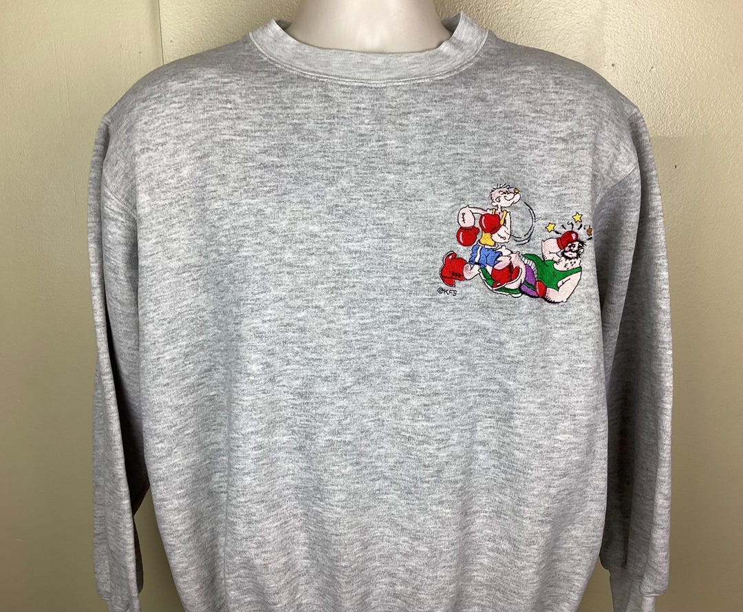 Vintage 90s Popeye Sweatshirt Embroidered Crewneck Bluto Cartoon ...