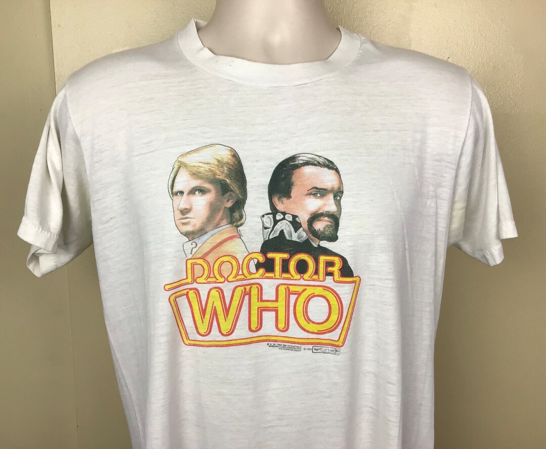 Vtg 1983 Dr Who T-shirt White M/L 80s Peter Davison Science Fiction Tv ...