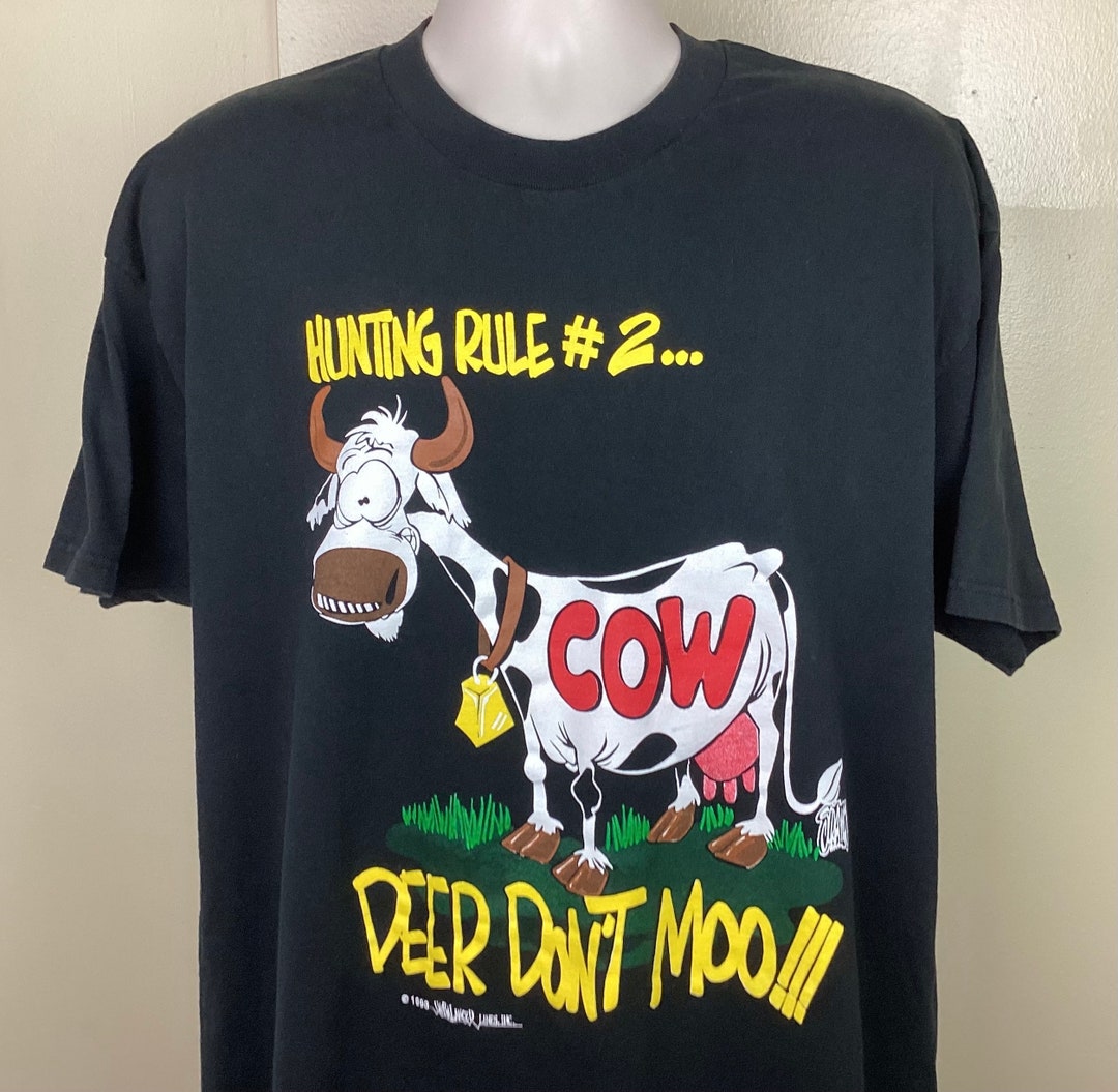 Vtg 1993 Hunting Rule #2 Deer Don’t Moo T-shirt Black XL 90s Funny ...