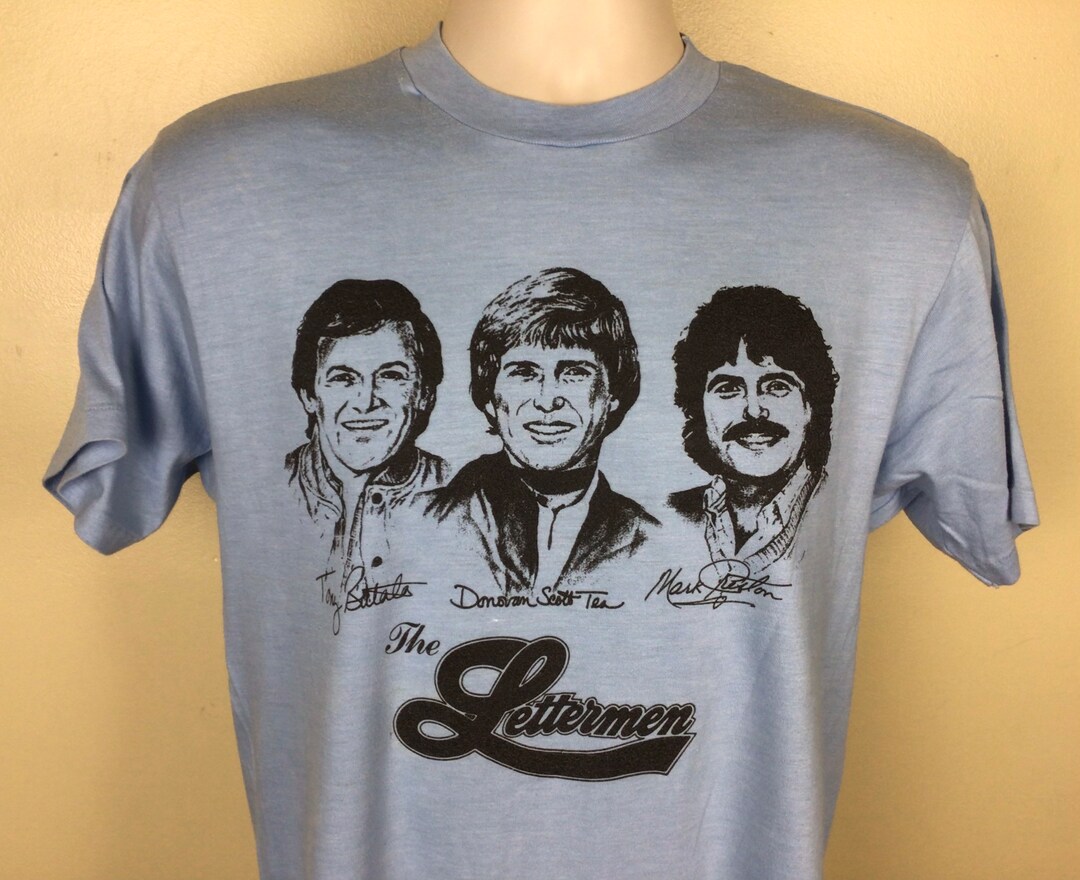 Vtg 80s the Lettermen Concert T-shirt Blue M/L Pop Music Singing Group ...
