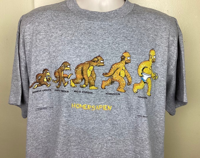 Vtg 90s Homer Simpson Homersapien T-shirt Heather Gray L Stanley ...
