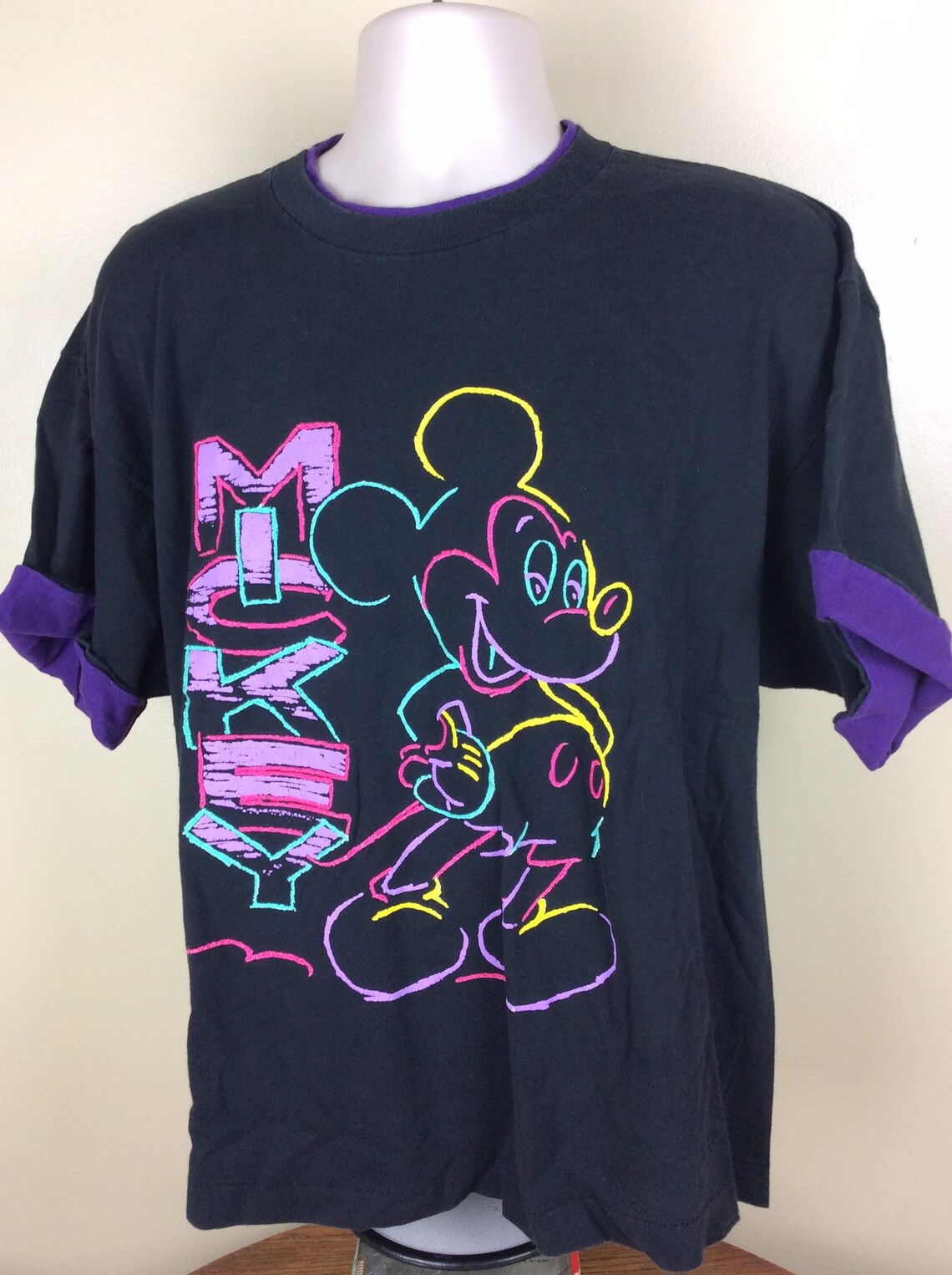 Vintage 90s Disney Designs Mickey Mouse T-Shirt Black XL Made | Etsy