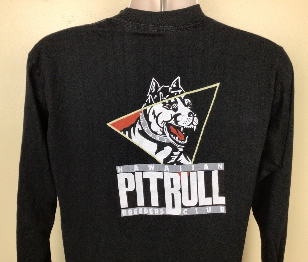 Vtg 80s 90s Hawaiian Pit Bull Breeders Club Long Sleeve T-shirt M/L Dog ...