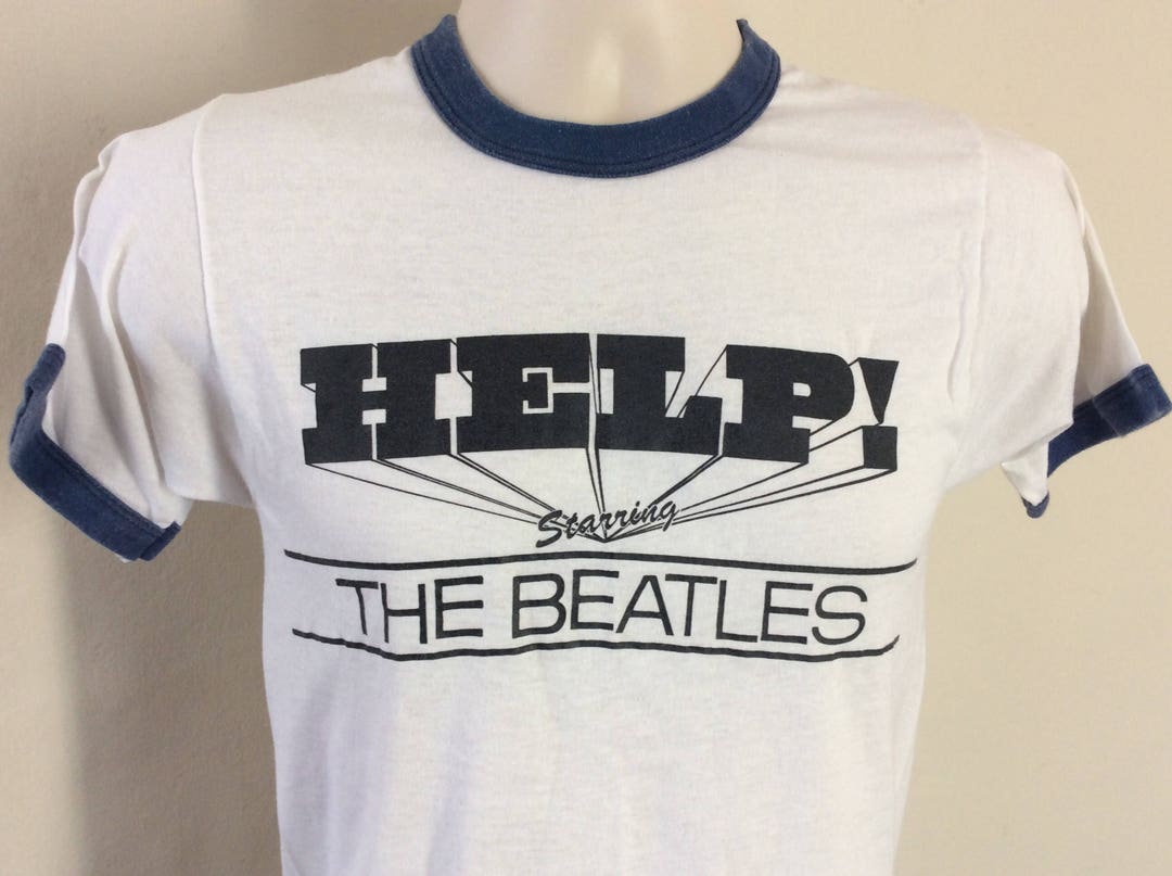 Vtg 80s the Beatles Help MPI Home Video Ringer T-shirt White XS/S ...