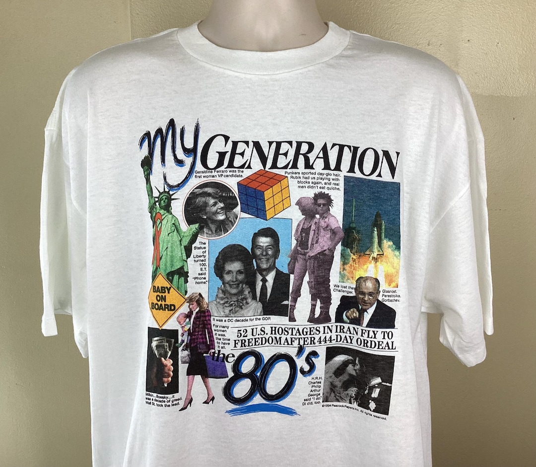 Vtg 1994 My Generation 80s T-shirt White XL/XXL 90s Peacock Papers ...