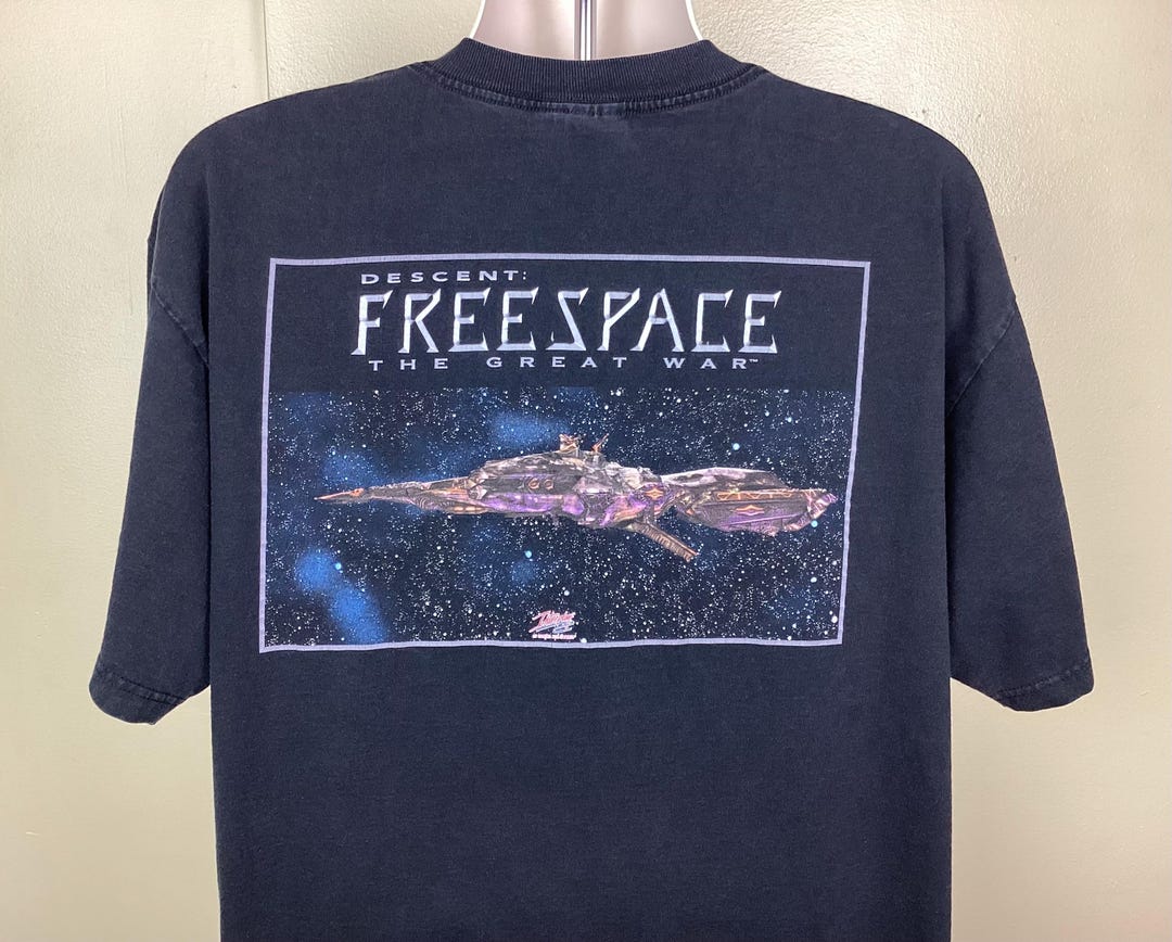Vtg 1998 Descent Freespace the Great War T-shirt Black XL 90s PC Video ...