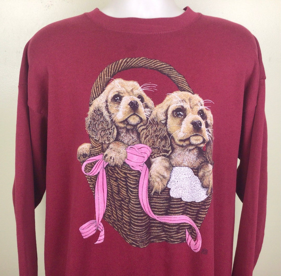 Vtg 90s Cocker Spaniels Crewneck Sweatshirt Burgundy XL Dogs Pets ...