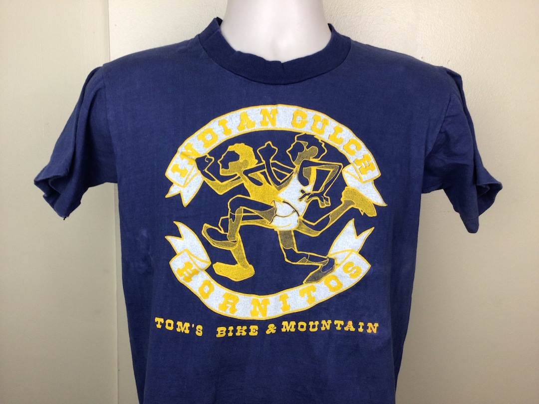 Vtg 70s Indian Gulch Hornitos Run T-shirt Blue S Tom’s Bike & Mountain ...