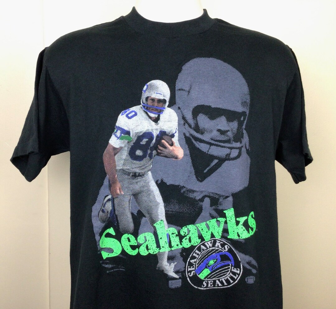 Vtg 1987 Steve Largent Seattle Seahawks T-shirt Black L 80s Salem ...