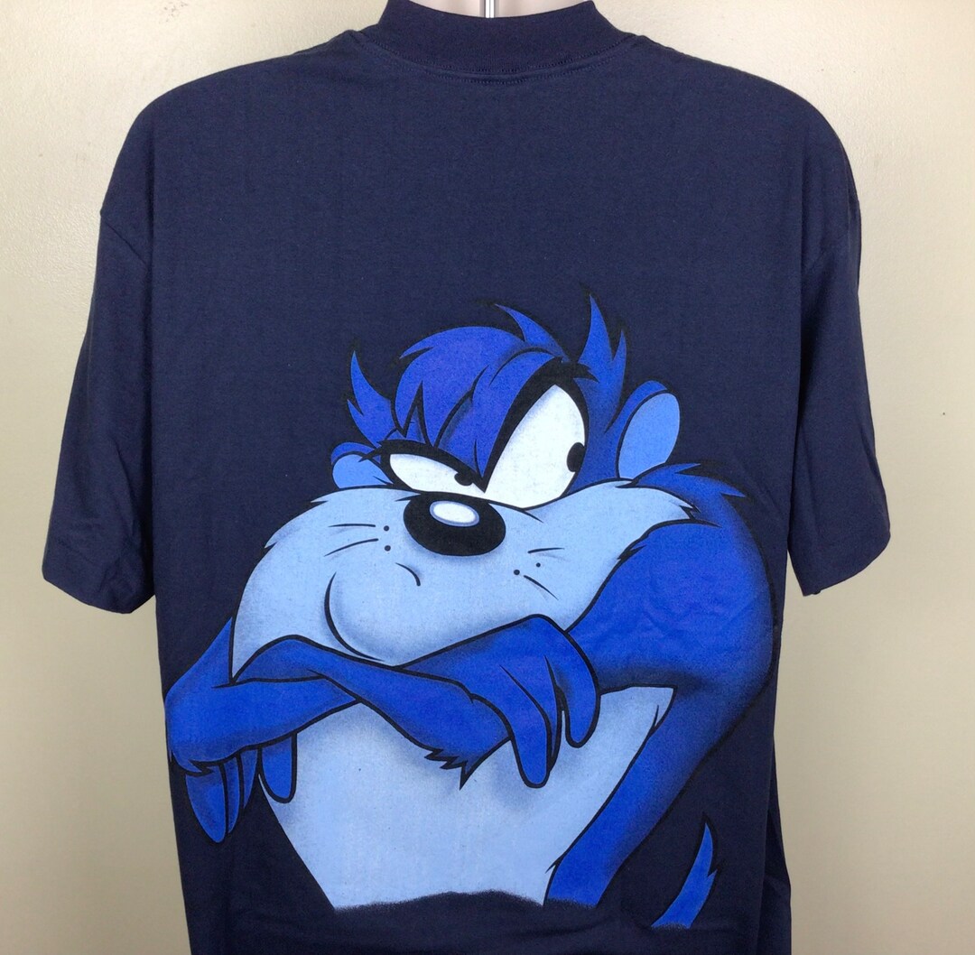 Vtg 90s Tasmanian Devil Taz Wear T-shirt Blue XL Double Sided Looney ...