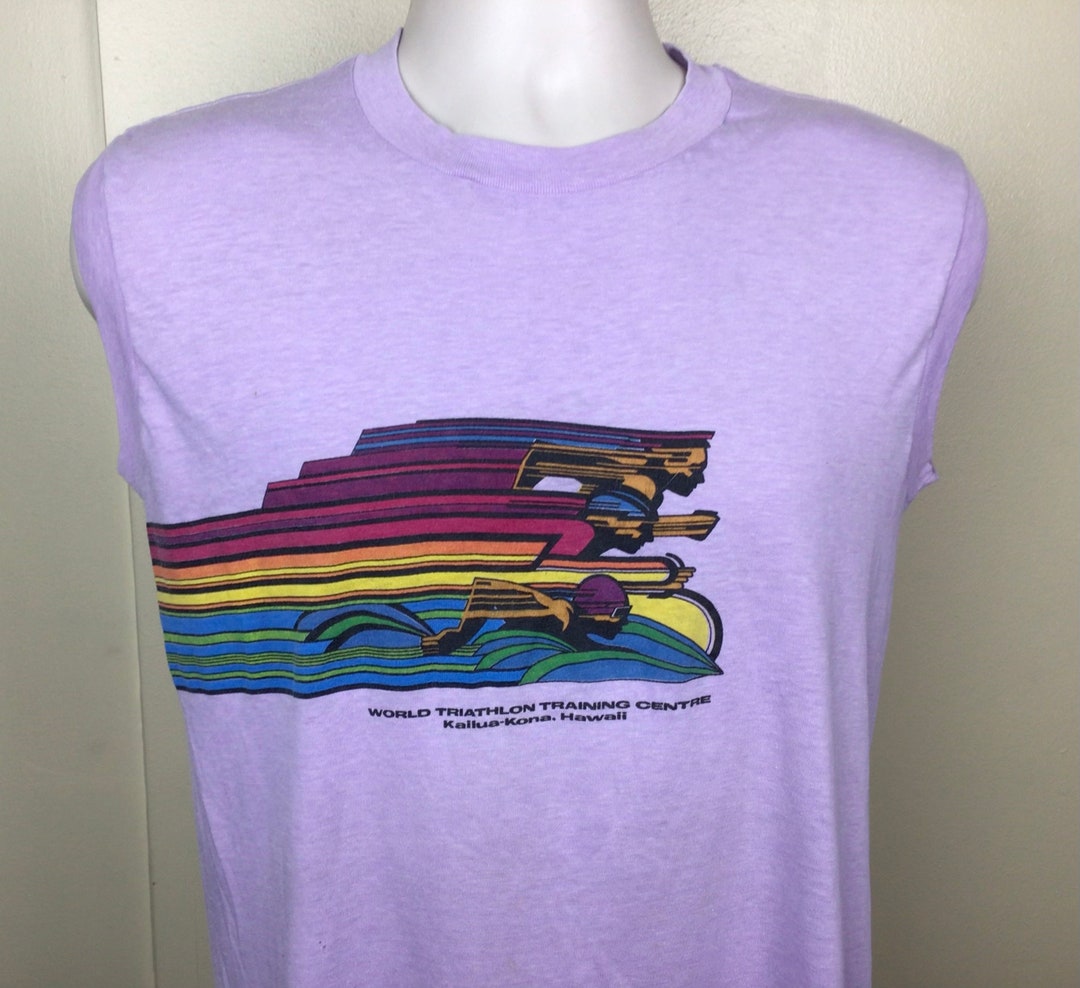 Vtg 80s World Triathlon Training Centre Kailua Kona Hawaii Sleeveless ...