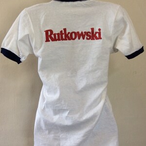Vtg 1979 Ed Rutkowski County Executive Ringer T-shirt White XS/S 70s ...